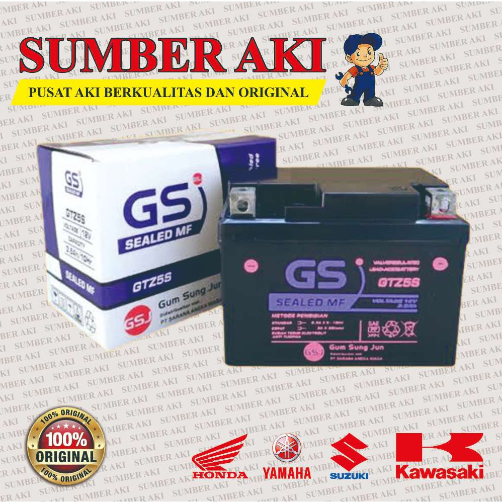 Jual Aki Motor GTZ5S MF Aki Kering Motor Honda Beat Vario 110 Supra X 125 | Shopee Indonesia