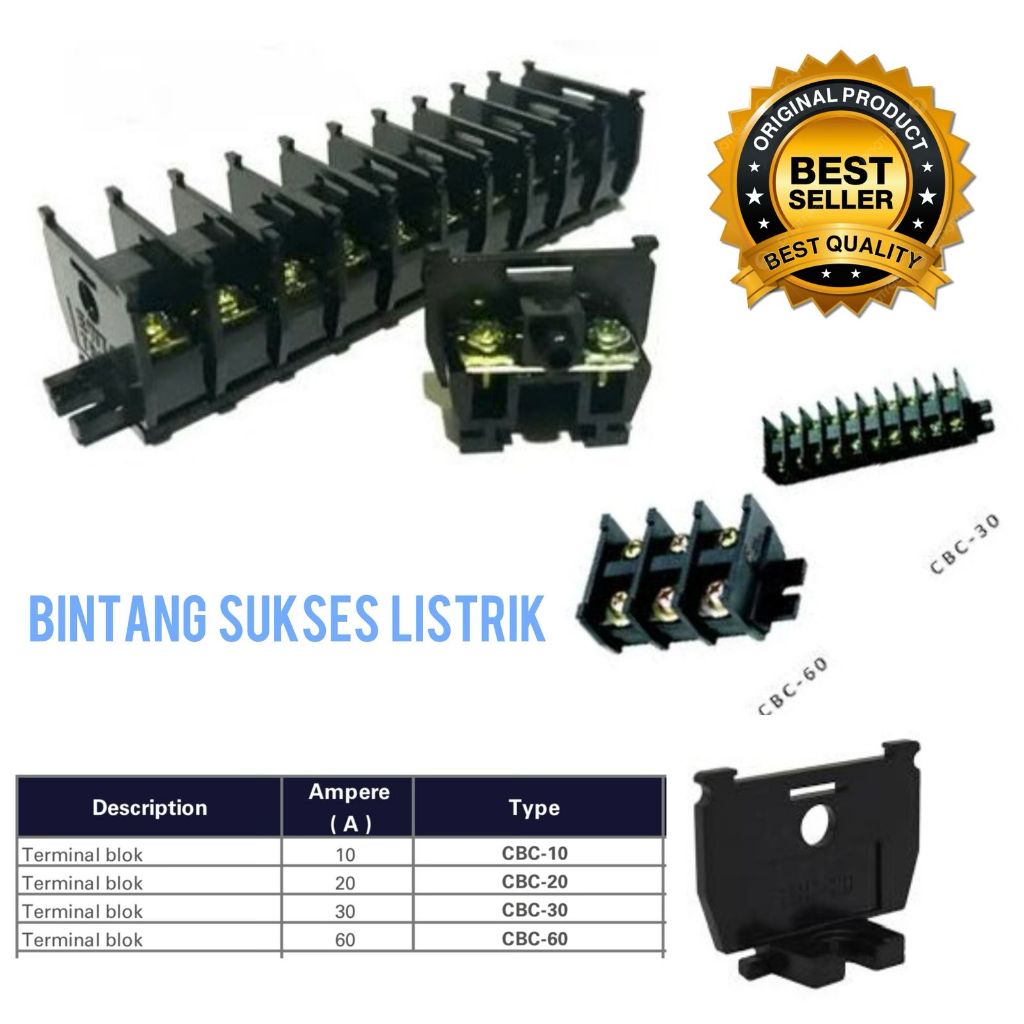 Jual ORIGINAL Terminal Block Blok CBC TBC 10 20 30 60 Amper model kasuga Hitam | Shopee Indonesia