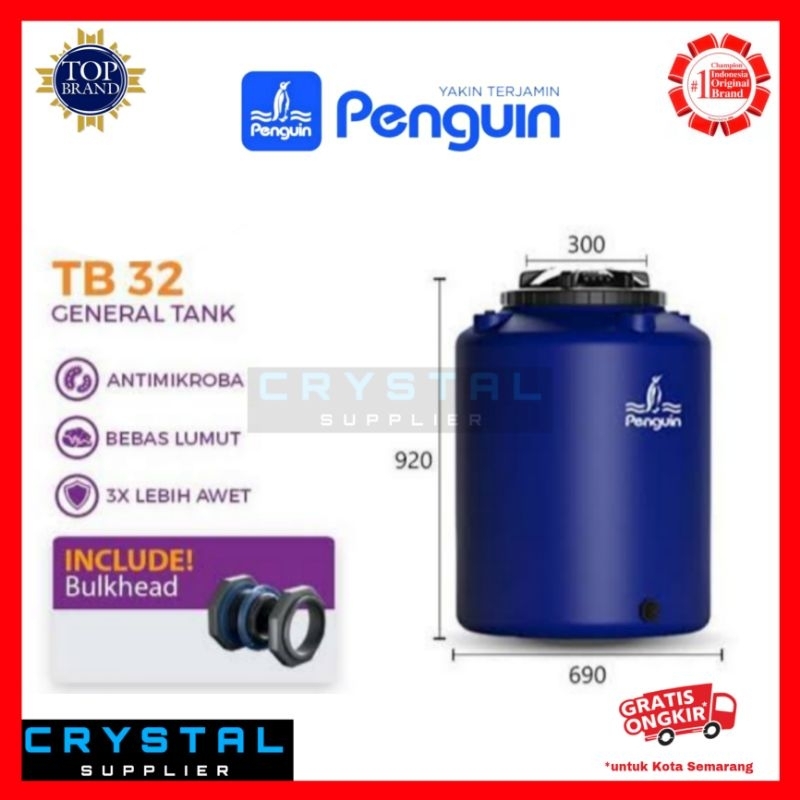 Jual Tangki Air PENGUIN TB 32 Biru 300 Liter Toren Tandon Torn Pingiun ...