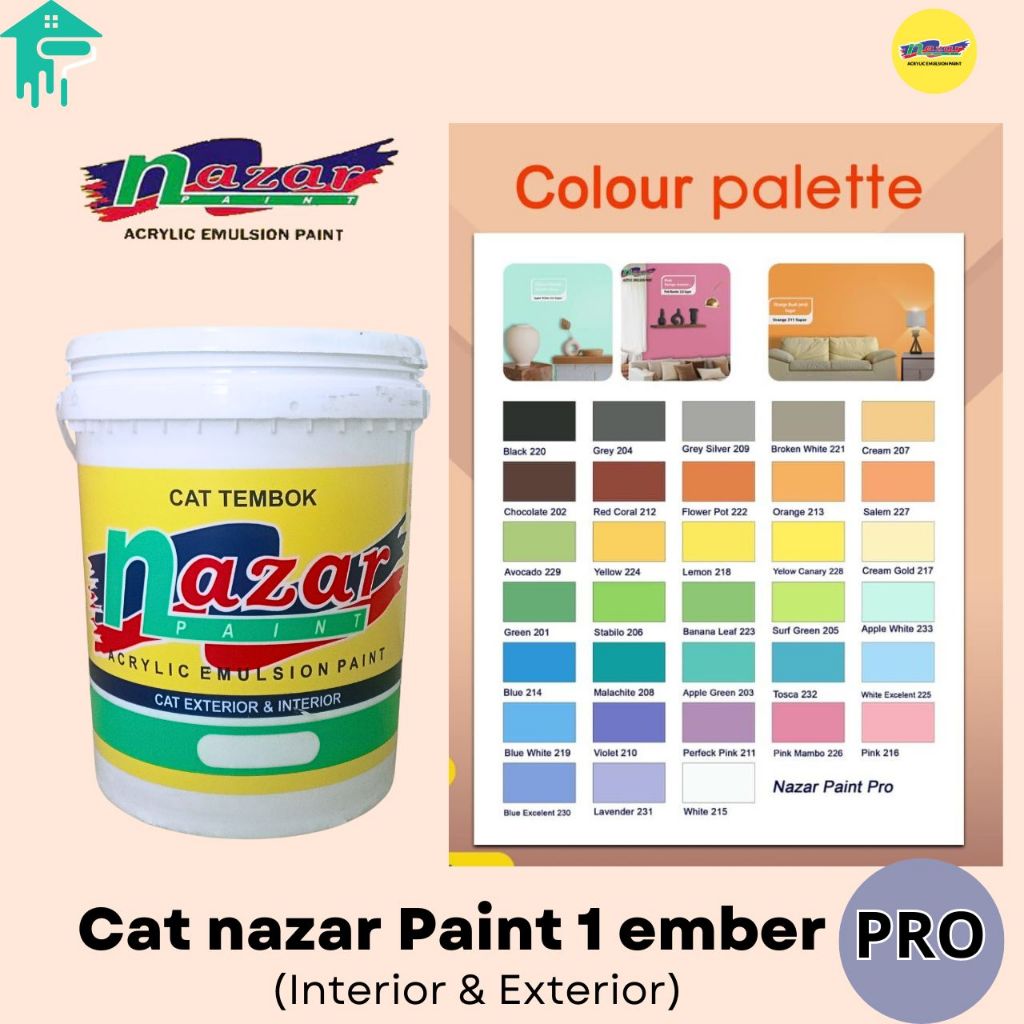 Jual CAT NAZAR PAINT INTERIOR & EKTERIOR ISI 25 KG KUALITAS PRO GRATIS ...