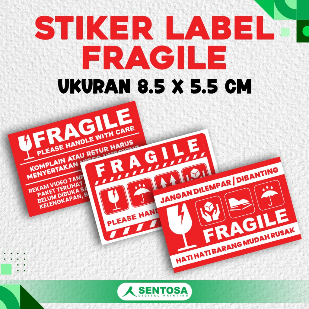 Jual STICKER LABEL FRAGILE/ STICKER HATI-HATI BARANG MUDAH RUSAK ...