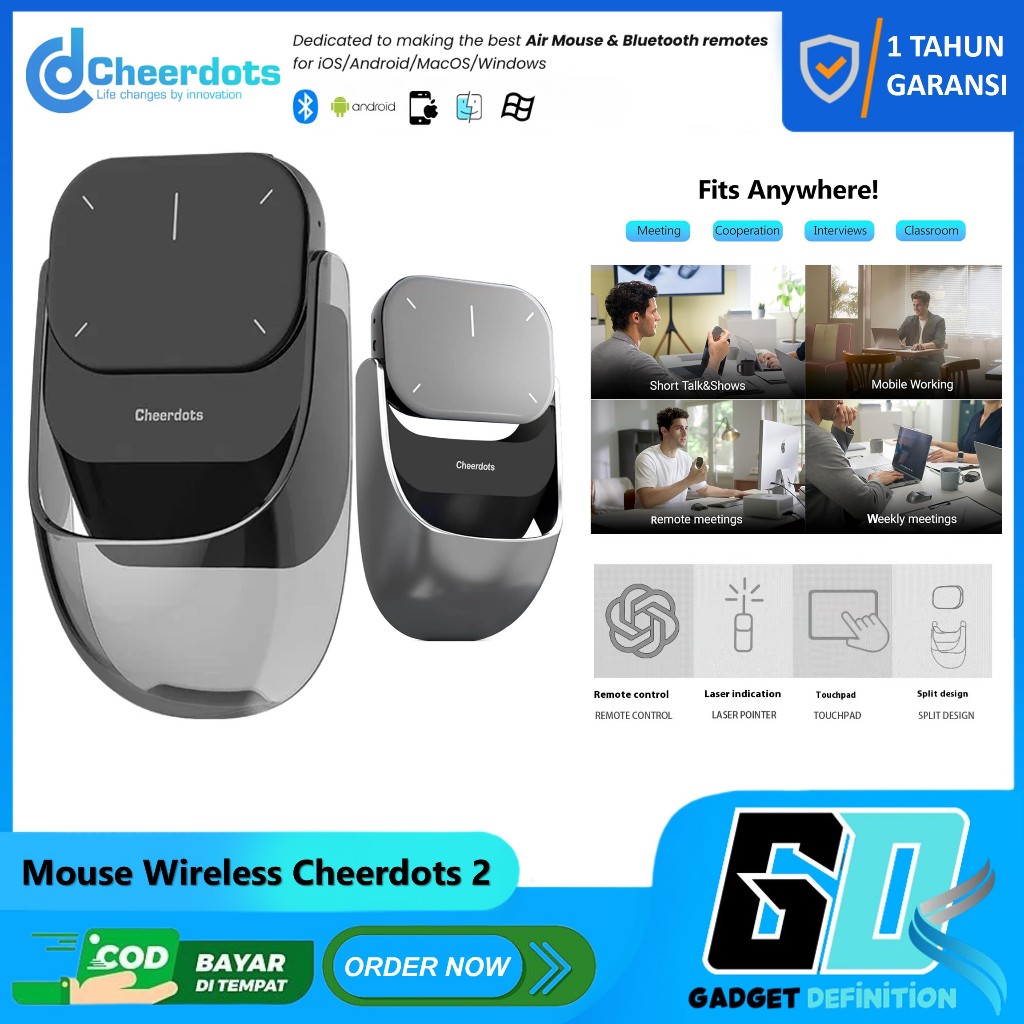 Jual Cheerdots 2 Detachable Air Mouse All-in-one Bluetooth Wireless Touchpad Pocket Laser ...