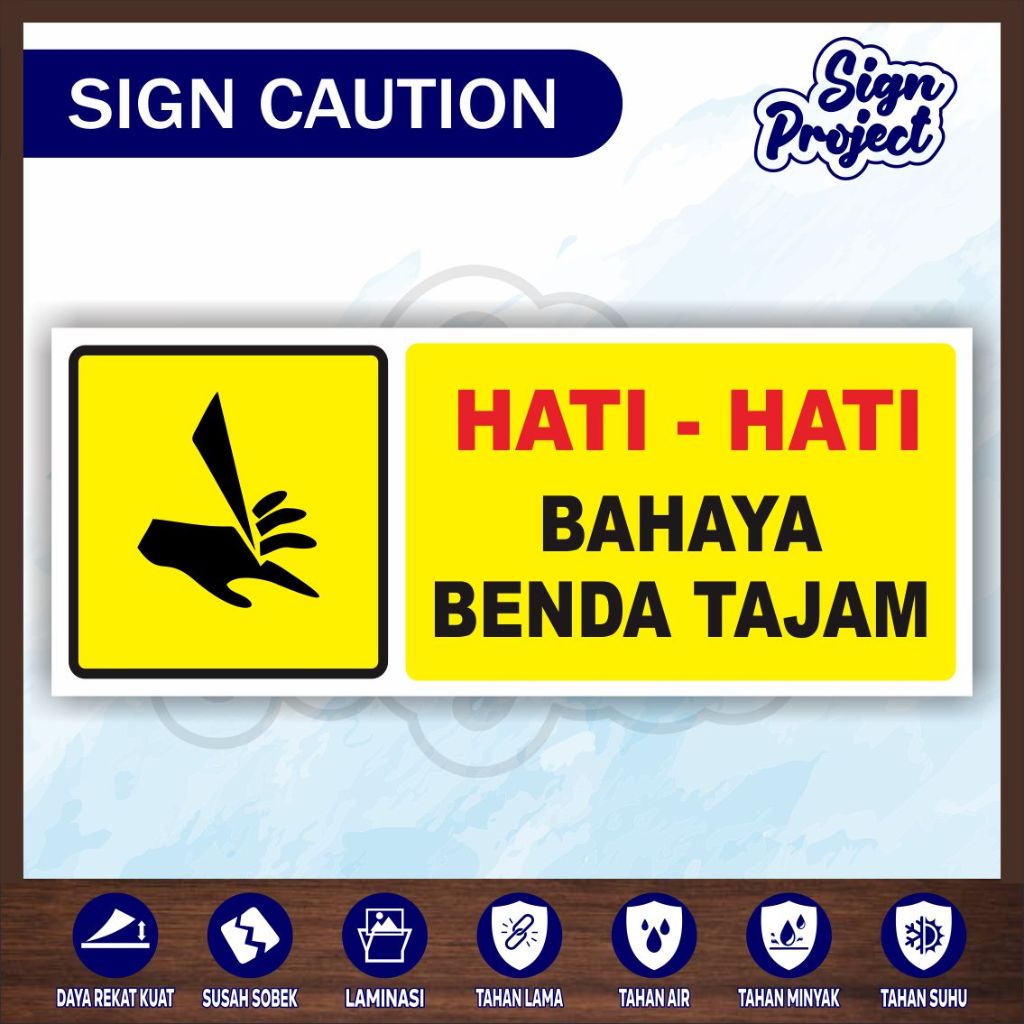 Jual Stiker Hati Hati Bahaya Benda Tajam/STIKER KESELAMATAN/K3/AWAS ...