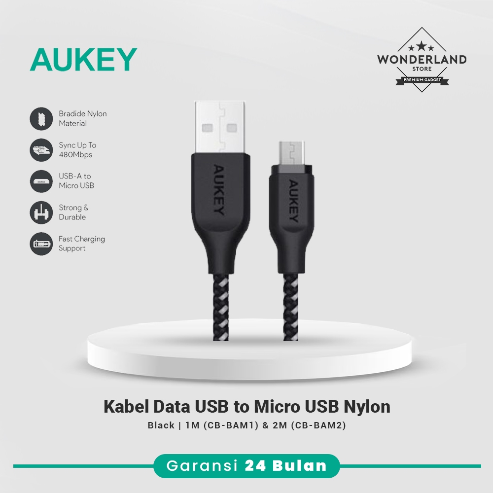 Jual Aukey Kabel Data Micro USB Fast Charge Braided Nylon Fast Charging ...