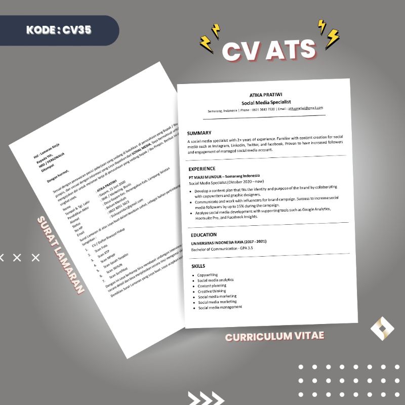 Jual CV Berstandar ATS (Kode CV35) | Shopee Indonesia