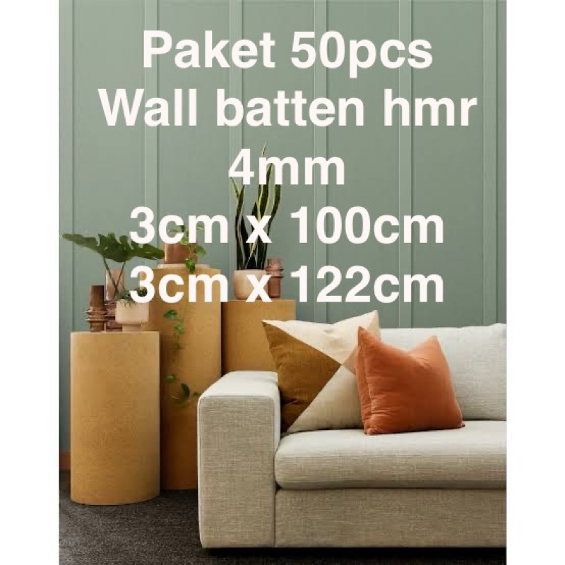 Jual paket 50pcs 4mm HMR WALL BATTEN HIJAU lebar 3cm panjang 100 & 122 ...