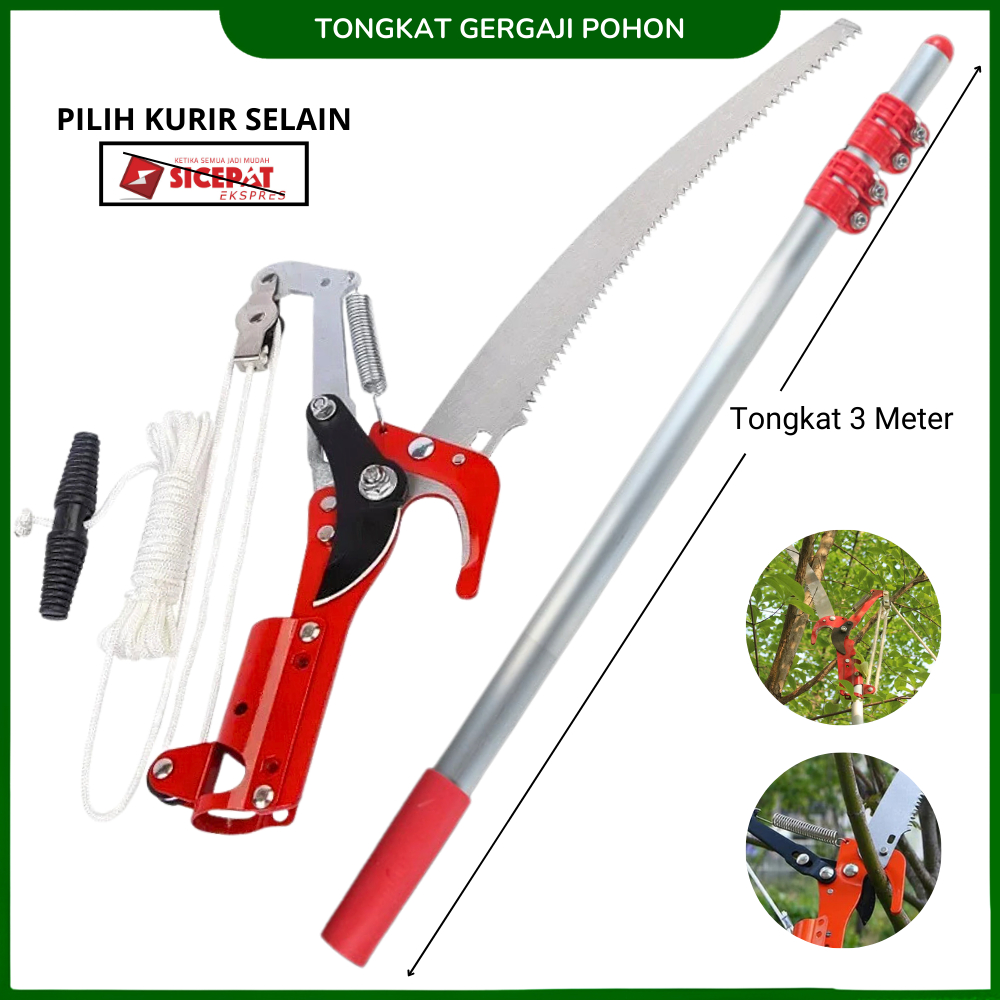 Jual Tongkat Gergaji Potong Ranting Pohon Teleskopik Gunting Dahan Panjang 3 Meter | Shopee ...