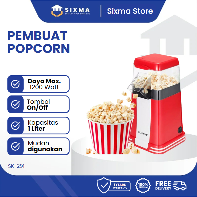 Jual Popcorn Maker Alat Pembuat Popcorn Mini Kapasitas 1 Liter Low Watt ...
