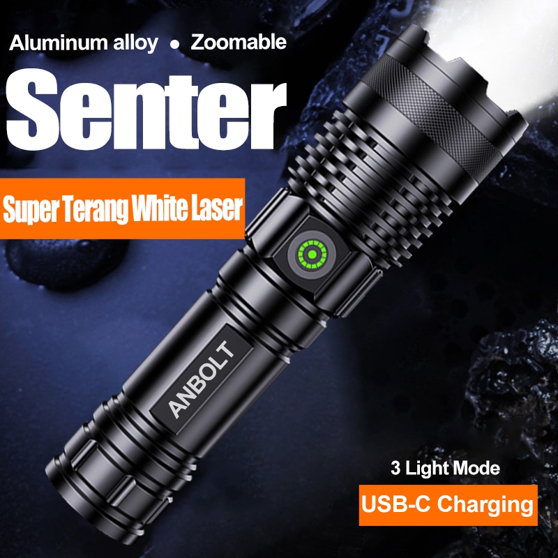 Jual Anbolt A55 Senter LED Super Terang 90000 lumens USB C Rechargeable Senter Anti Air Zoomable ...