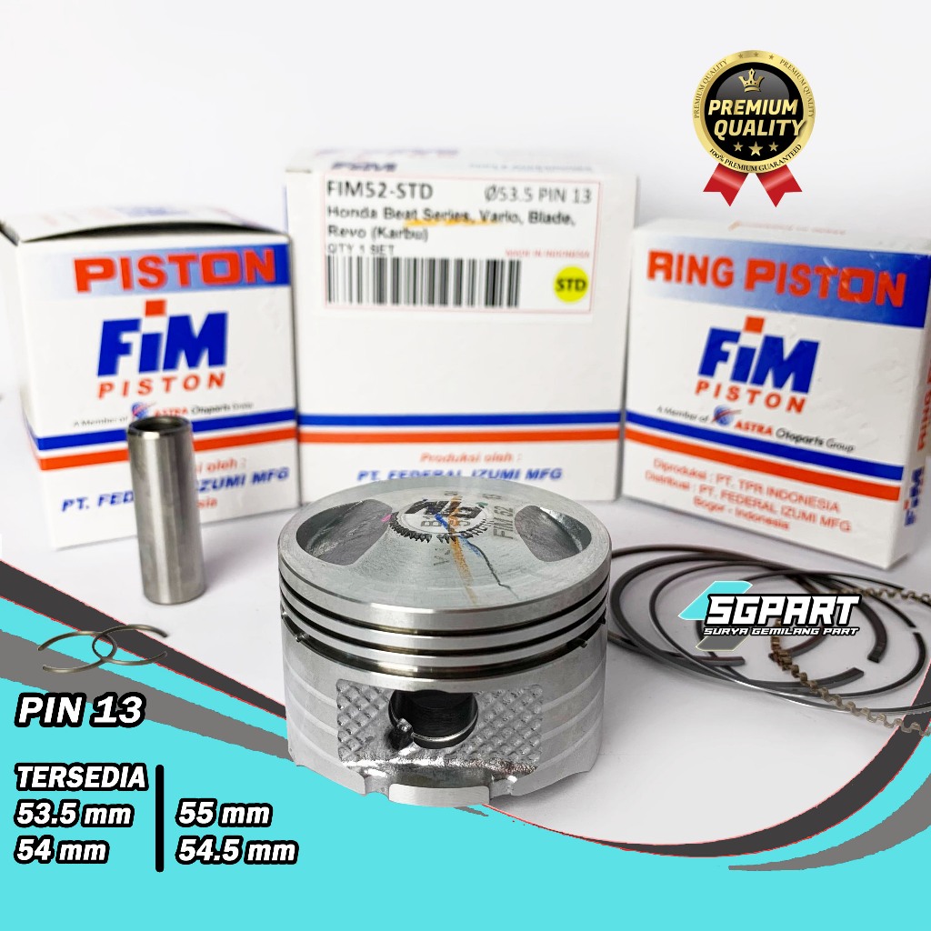 Jual SEHER PISTON SET FIM52 53.5 54 54.5 55 Pin Pen 13 VARIO BEAT KARBU ...