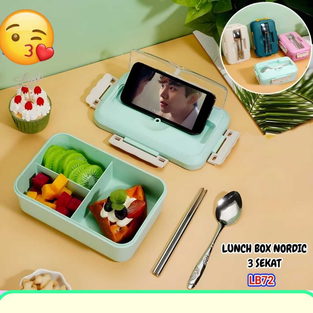 Jual Lunch box Kotak Makan 1100ml 3 SEKAT BPA Free Tempat Makan Sekolah ...