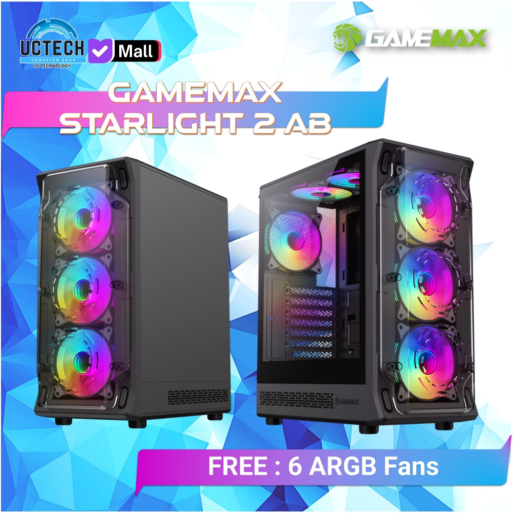 Jual Gamemax Starlight 2 AB Mid Tower PC ATX case - Black | Shopee ...