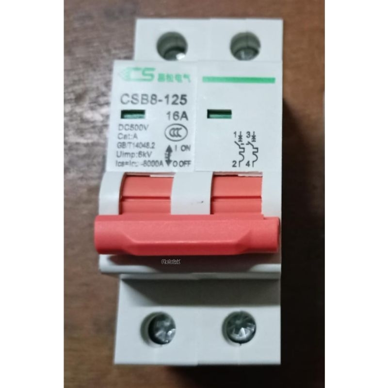 Jual MCB DC 16A 2P 12V-250V / DC Mini Circuit Breaker 16A panel surya ...