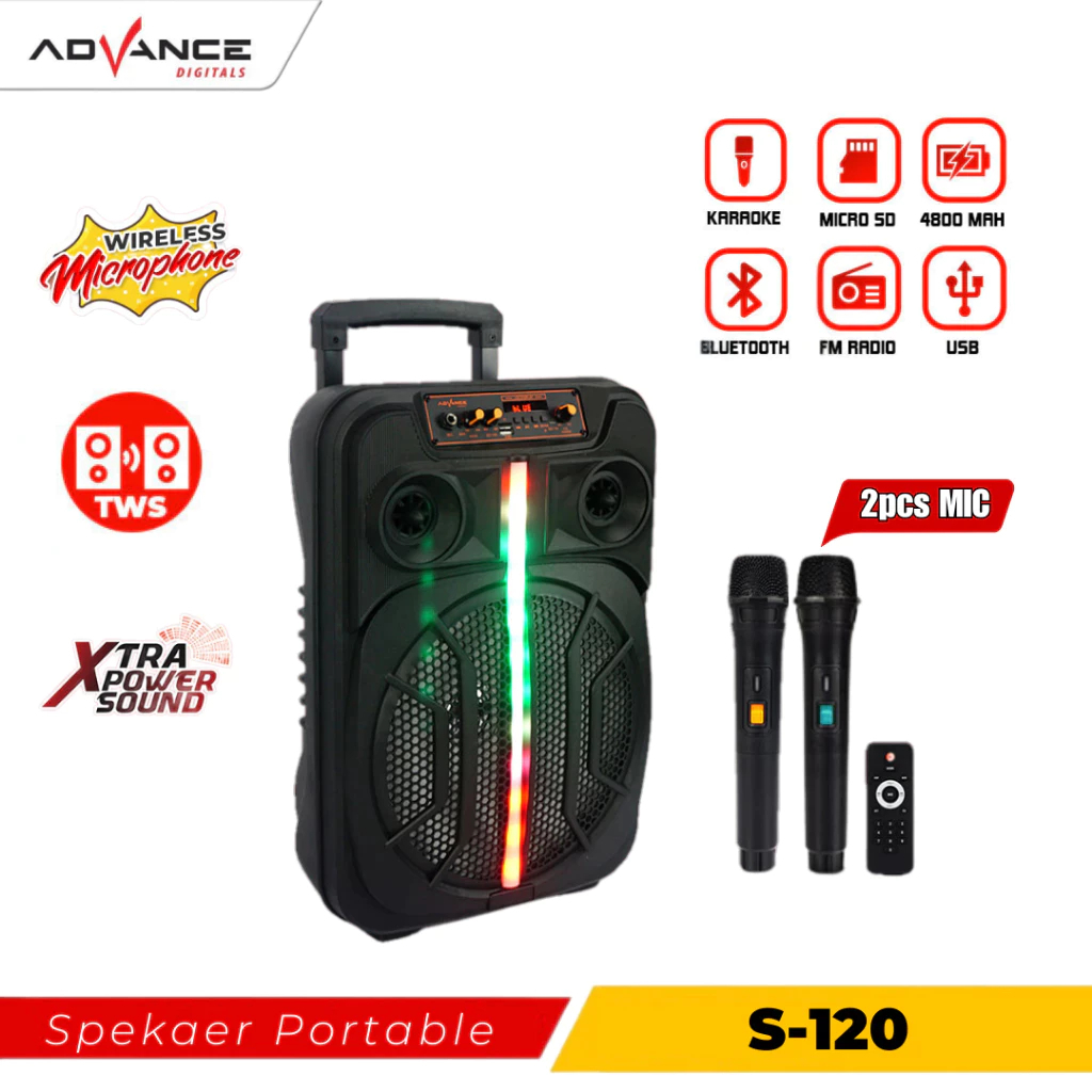 Jual ADVANCE S120 - SPEAKER KARAOKE BLUETOOTH PORTABLE S-120 S 120 12 ...