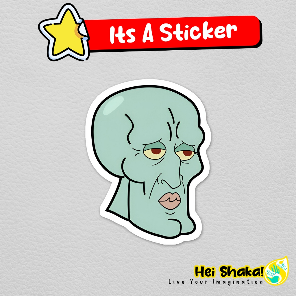 Jual Stiker Squidward Ultra Handsome Face Sticker Spongebob Vinyl Anti Air | Shopee Indonesia