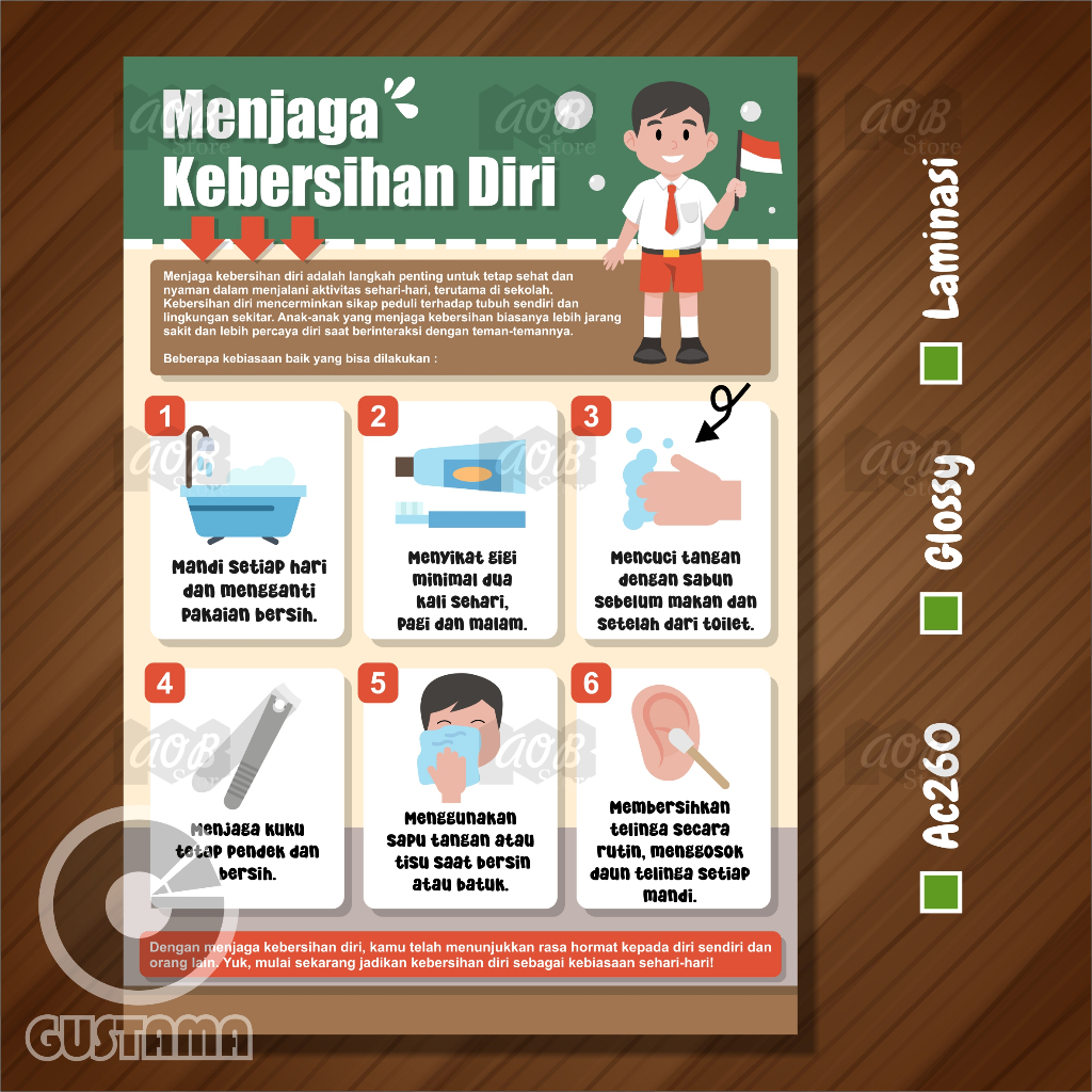Jual Poster MenjagaKebersihan Diri, Poster Edukasi Anak Sekolah Dasar ...