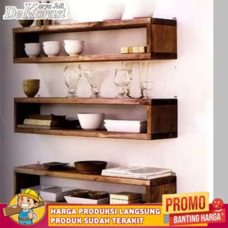 Jual Rak Dinding Persegi Panjang / Rak Gantung Kayu / Rak Gantung ...
