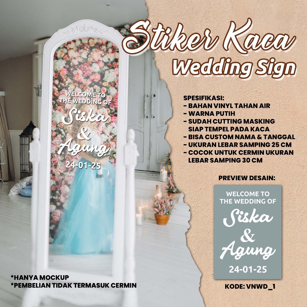 Jual STIKER KACA CERMIN PERNIKAHAN - STIKER WEDDING SIGN CUSTOM ...