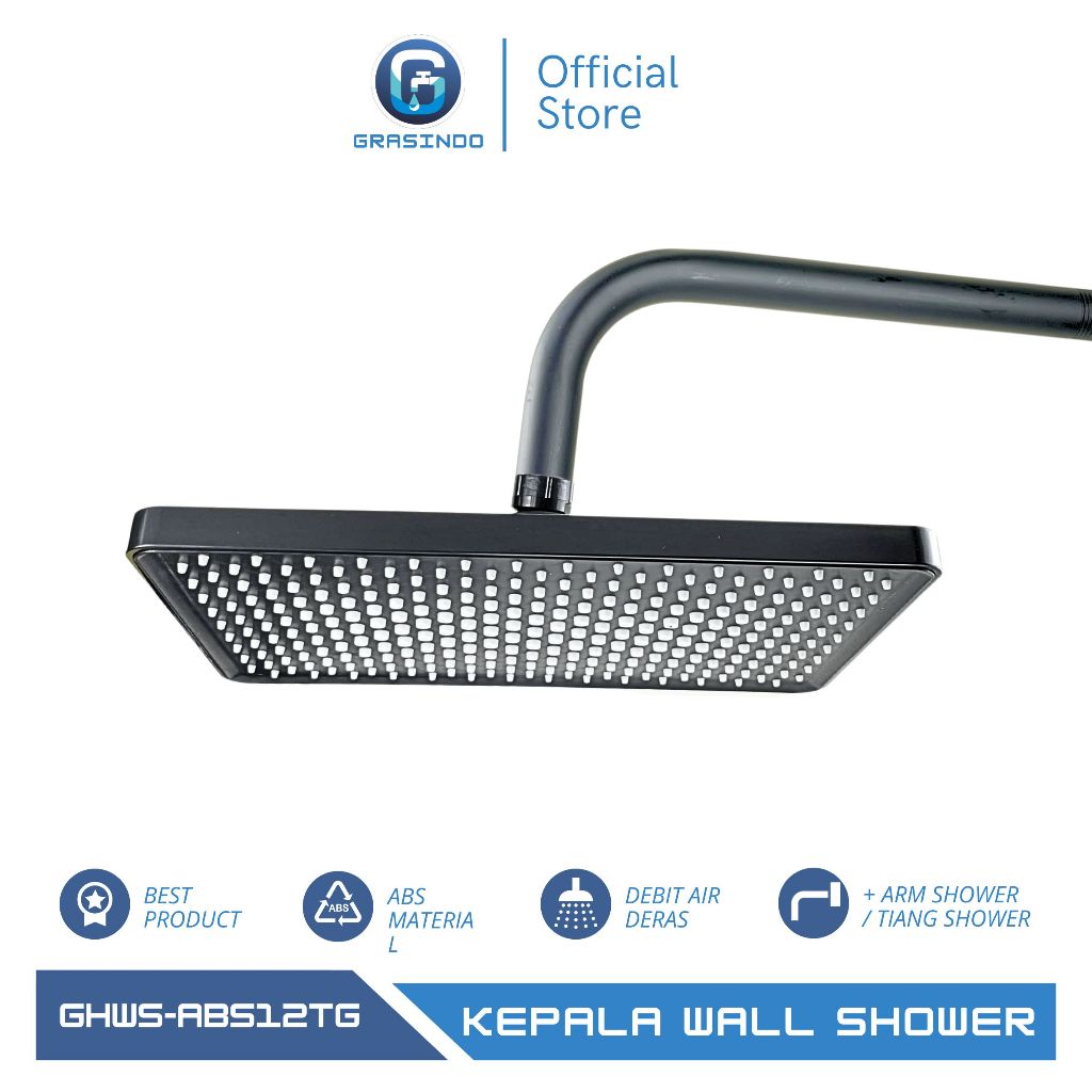 Jual Kepala Wall Shower Kotak 12 Inch Abs / Head Shower Kotak 12inch ...