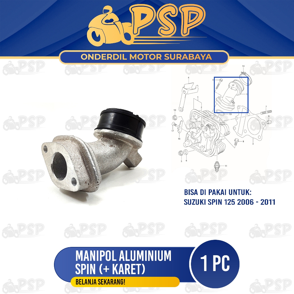 Jual Manipol Aluminium Suzuki Spin + Karet - Manipul Manifold Intake Intek Insulator Karbu Diral ...