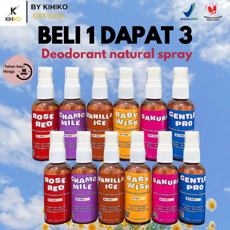 Jual [N] 3 BOTOL - Kihiko Deodorant Spray BPOM 60ML/Organik/Deodorant ...