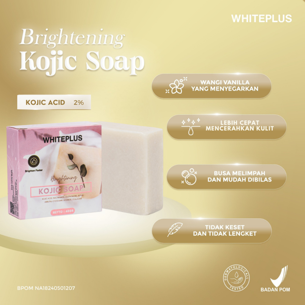 Jual WHITEPLUS - Sabun Mandi Batang Kojic Acid Brightening Soap ...