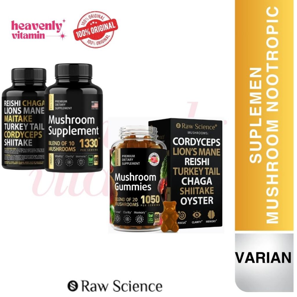 Jual Raw Science Mushroom Nootropic Supplement with Lions Mane - 60 ...