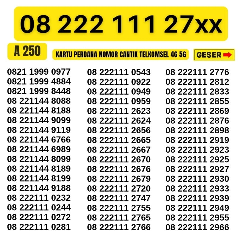 Jual Kartu Perdana Nomor Cantik Telkomsel Simpati 4G 5G Telkomsel Nocan Simpati Nomer Cantik ...