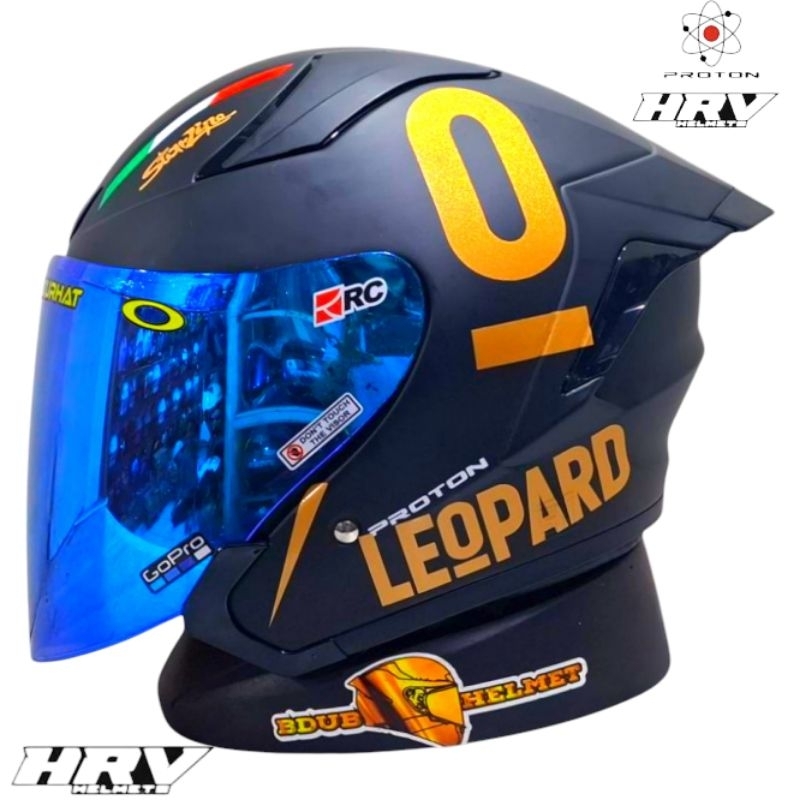 Jual Helm HRV Proton Black dof leopard paket ganteng spoiler 3D ...
