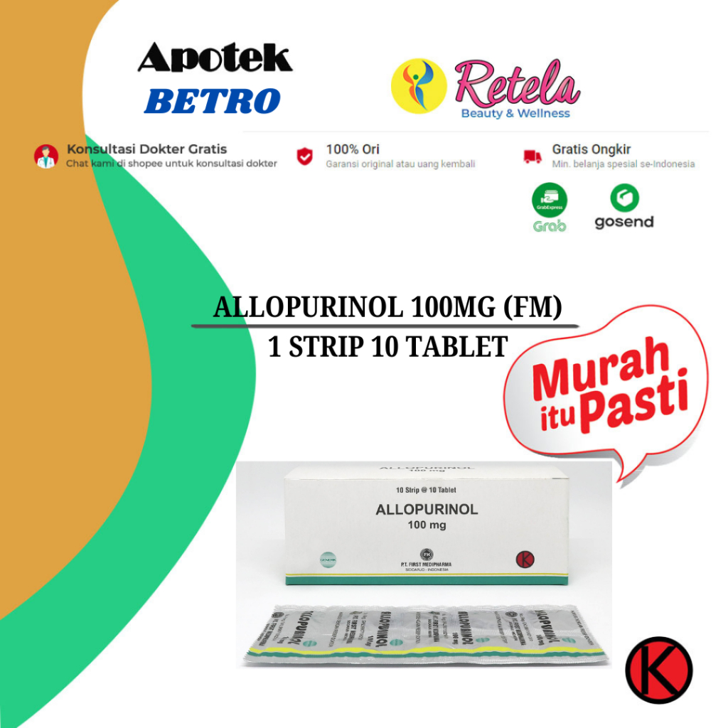 Jual ALLOPURINOL 100MG 1 STRIP 10 TABLET (FIRST MEDIPHARMA) | Shopee Indonesia