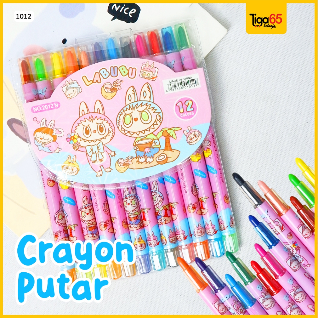 Jual Crayon Warna Putar / Krayon Twist 12 Warna Panjang / Twist Crayons ...