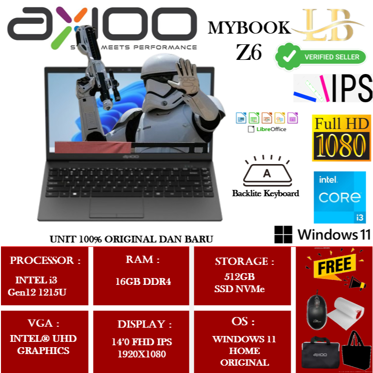 Jual Laptop Sekolah Axioo Mybook Z6 Intel i3 1215U 16GB 512GB SSD 14"Full HD IPS Win11 Home ...