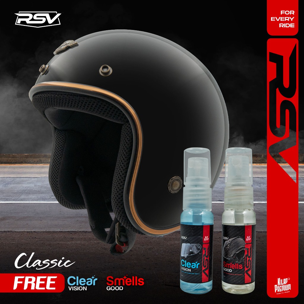 Jual Helm Polos Retro Bogo Dewasa PrIa Wanita HELM RSV CLASSIC BLACK ...