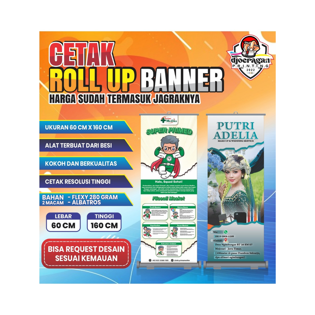 Jual CETAK ROLL BANNER ALBATROS ROLL UP BANNER VERTICAL PRINT INDOOR ROLL BANNER | Shopee Indonesia