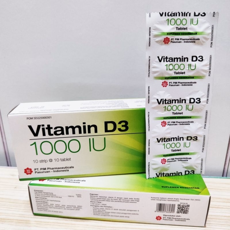 Jual VITAMIN D3 1000 IU STRIP ISI 10 TABLET PIM | Shopee Indonesia
