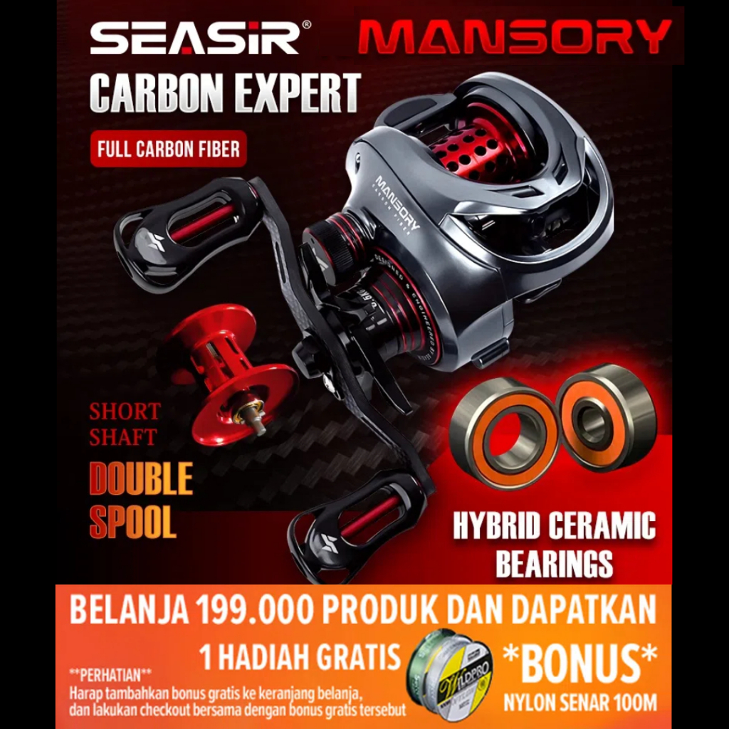 Jual [OFFICIAL] SEASIR MANSORY Reel Pancing Baitcasting, 2 Spool Kumparan + Gagang Pegangan ...