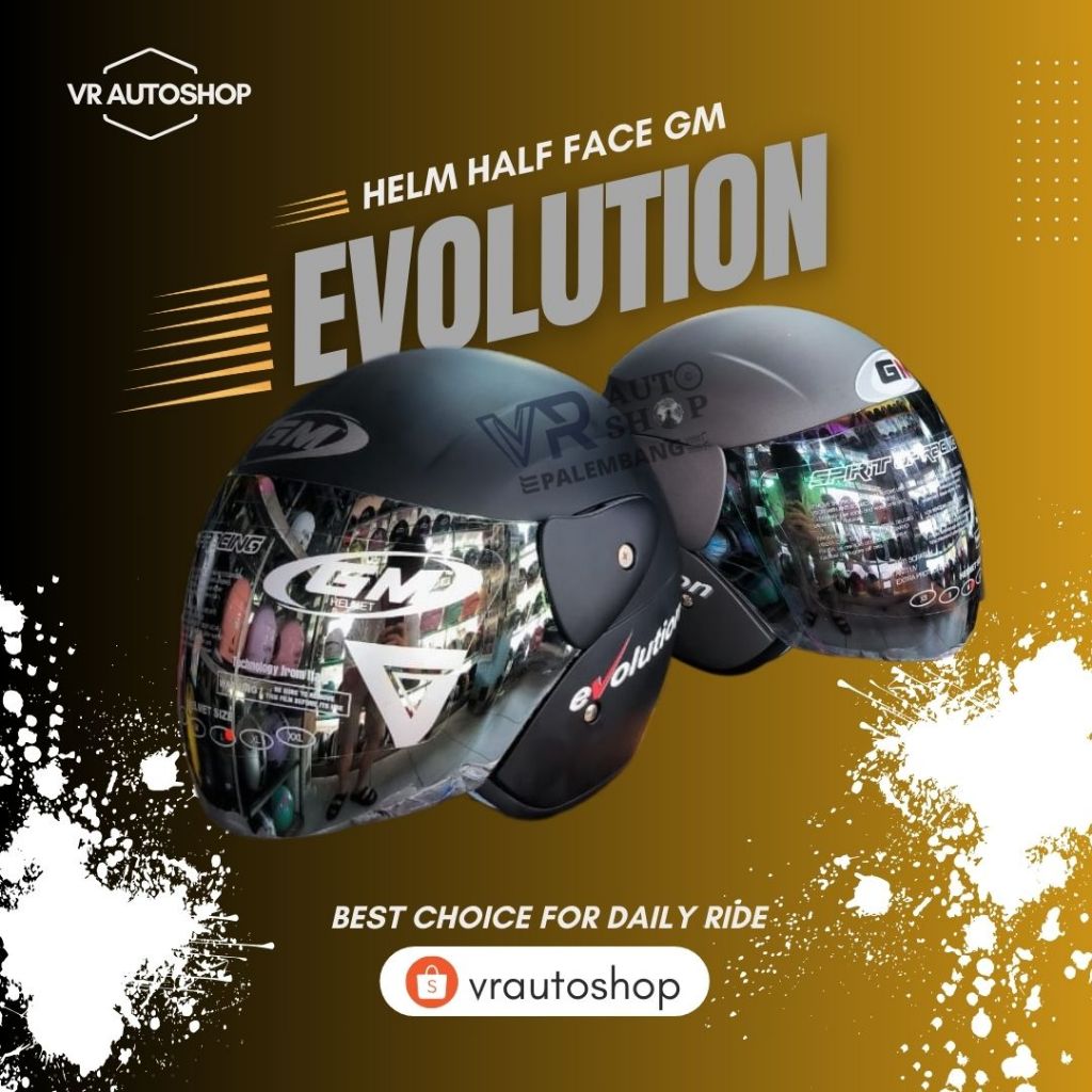Jual Helm Half Face GM Evolution Polos Original GM Sertifikasi 100% SNI ...