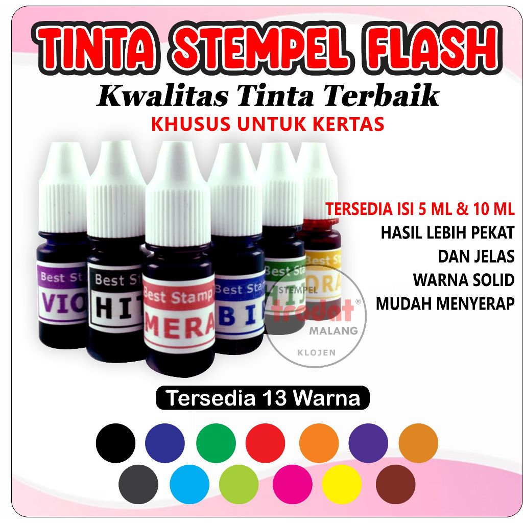 Jual TINTA STEMPEL FLASH TINTA REFILL ISI ULANG 5-10ML | TINTA STEMPEL ...