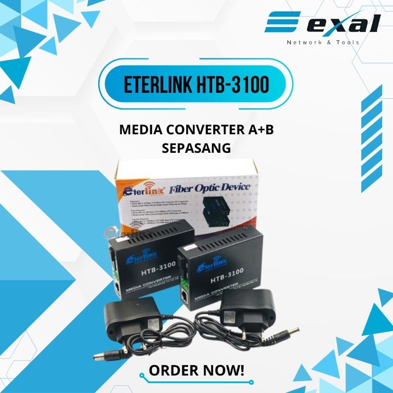 Jual Eterlink HTB-3100 A+B Fiber Optik Media Converter 1 set 10 ...