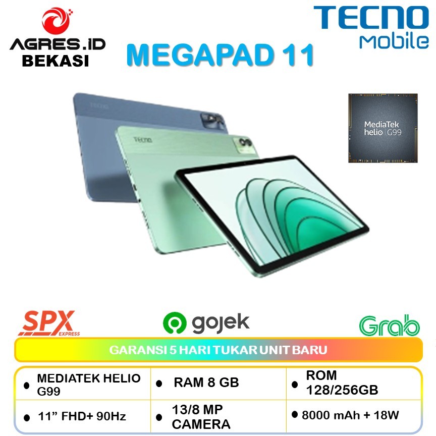 Jual TECNO Megapad 11 4G LTE (8GB 256/128) Layar 11inch / 8000mAh/Sim ...