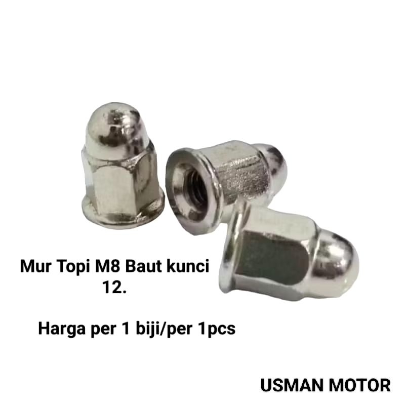 Jual Mur topi M8 diameter 8mm Mur Topi 12 Chreome Krom Crom | Shopee ...
