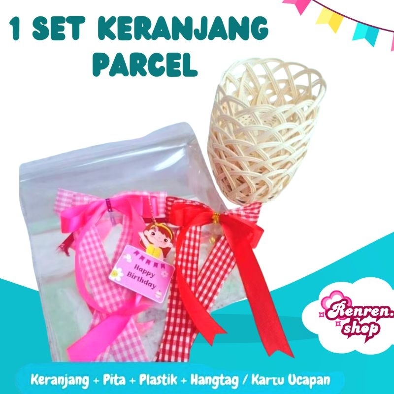 Jual FREE CARD - KERANJANG PARSEL MINI + PITA + PLASTIK /KERANJANG ...