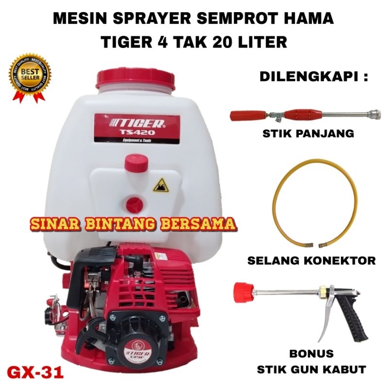 Jual MESIN SPRAYER TIGER 4 TAK TS 420 KAPASITAS 20 LITER | SPRAYER SEMPROT HAMA | Shopee Indonesia