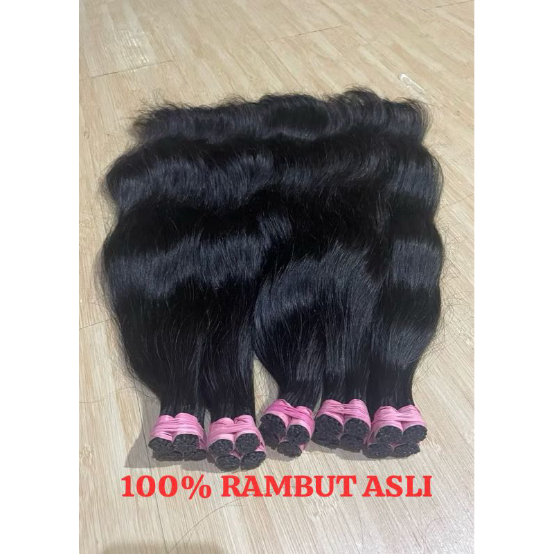 Jual Rambut Sambung asli warna hitam natural ukuran 45 - 70 cm 100% ...
