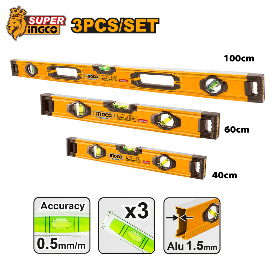 Jual Paket Waterpass Spirit level set Penggaris INGCO HSL10203 40cm ...