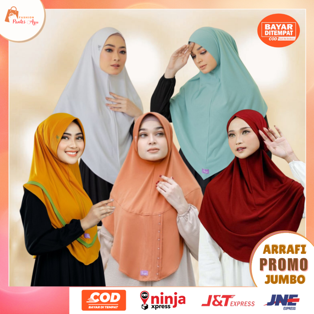 Jual Hijab Instan Bergo Terbaru ARRAFI AR SERIES Jumbo Syari Polos Stella Premium Pet Tebal ...