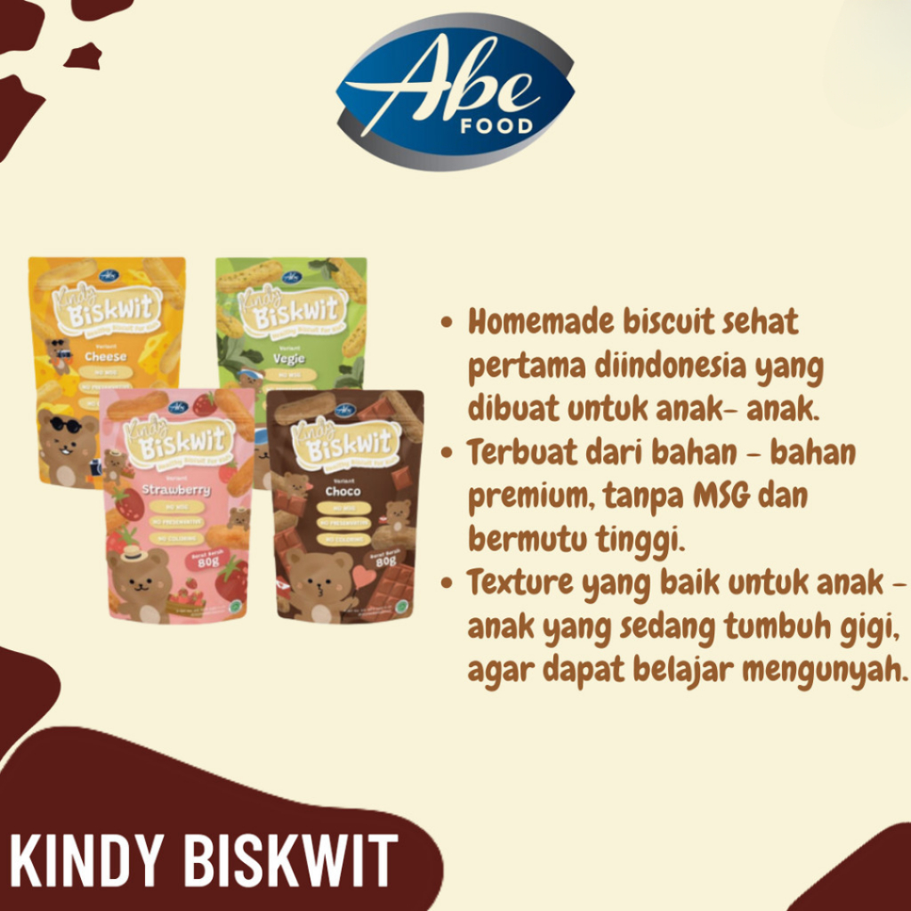 Jual Abe Food Kindy Biskwit 40gr - Biskuit Sehat Cemilan Anak | Shopee ...