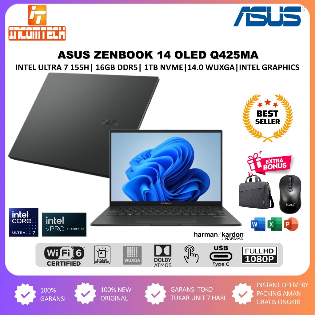 Jual Laptop Asus Zenbook 14 Q425MA Touchscreen Oled Intel ULTRA 7 155H ...