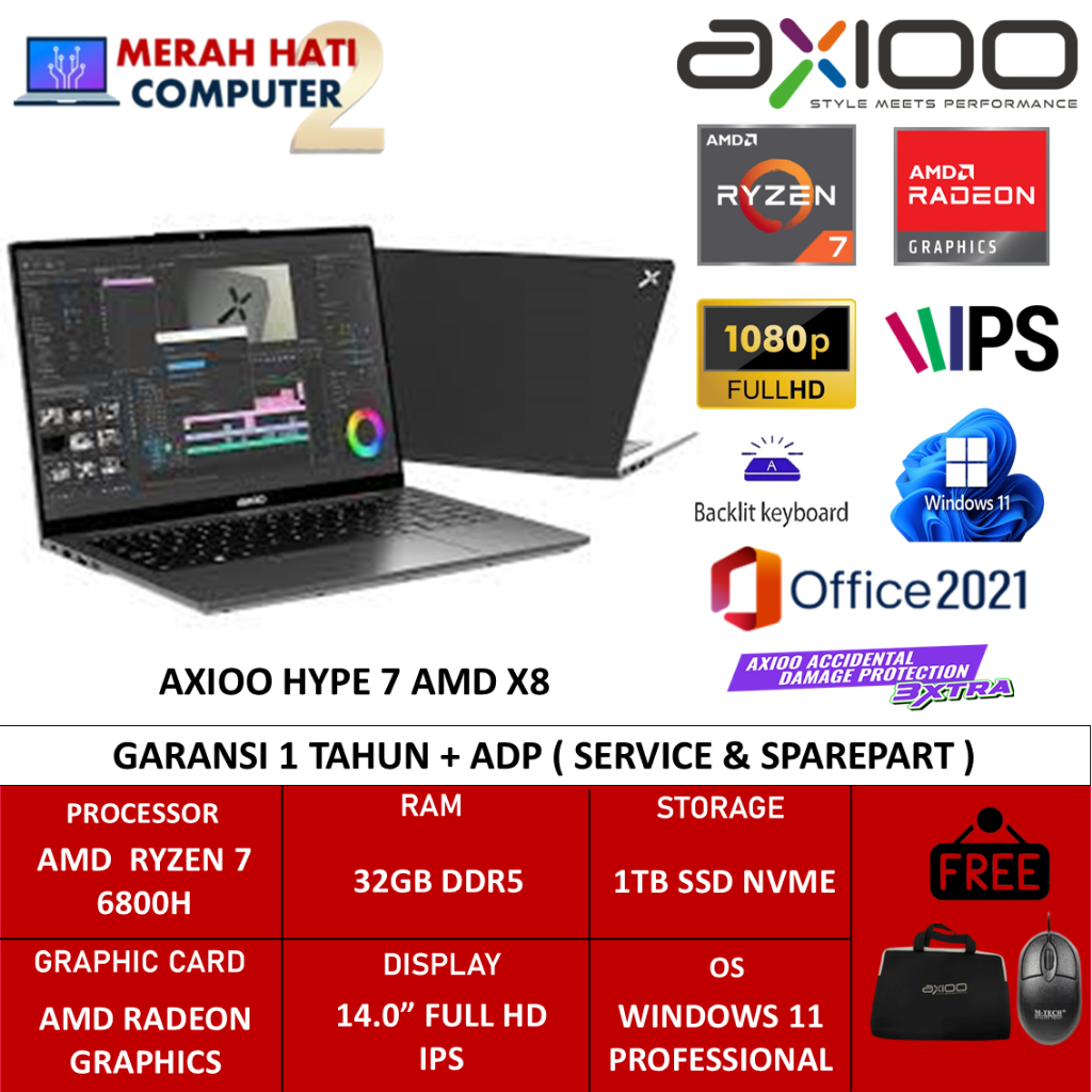 Jual Promo Laptop Axioo Hype 7 X8 Amd Ryzen 7 6800H 32gb ssd 1tb 14inch ...