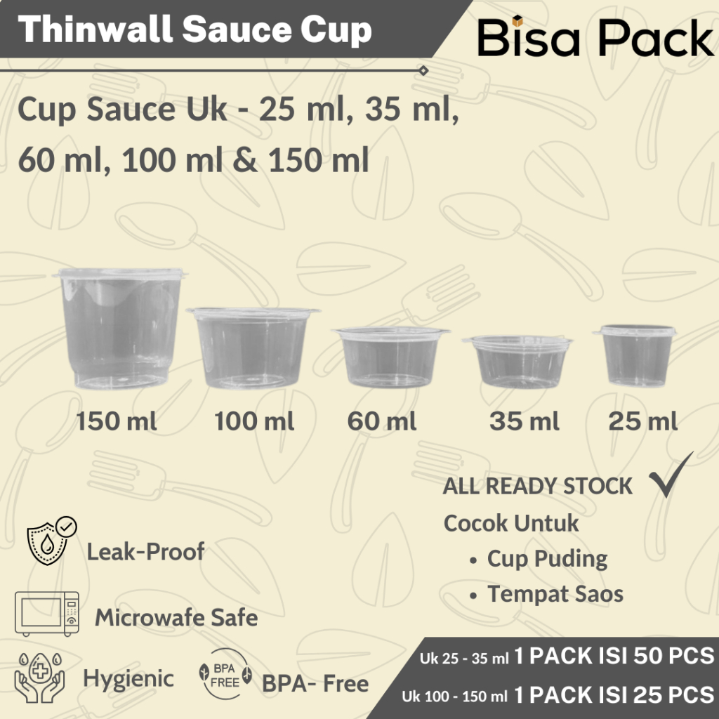 Jual Thinwall Sauce Cup Containter | Tempat Saos | Tempat Pudding ...